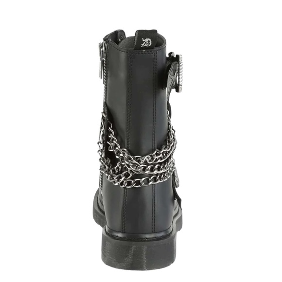 Demonia | Shoes | Nib Demonia Death Row Silver Chain Combat Boots ...